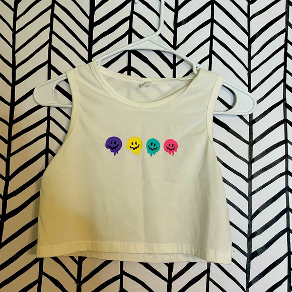 SHEIN | Shirts & Tops | Smiley Face Crop Top | Poshmark